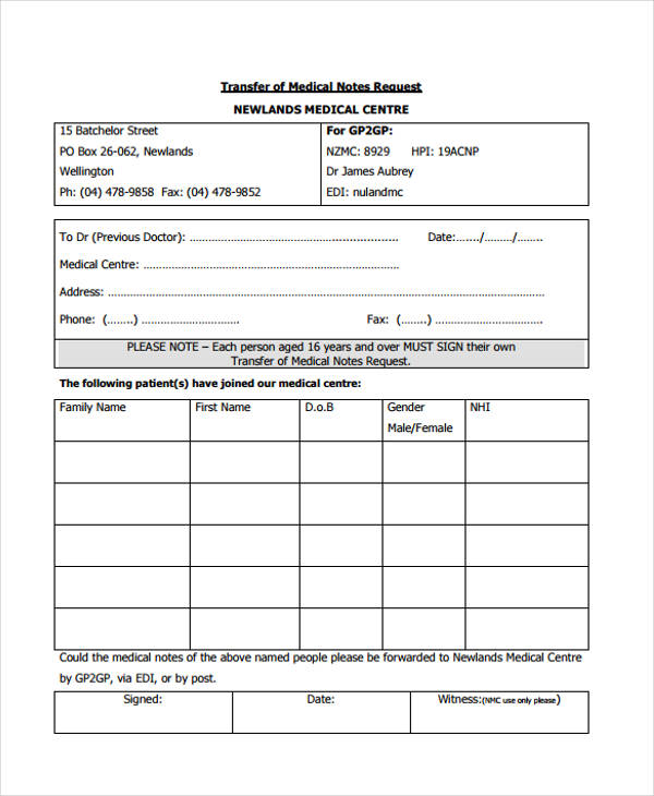 Transfer Note Templates - 8 Free PDF Format Download