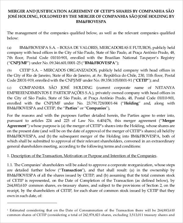 Merger Agreement Templates - 10 Free Word, PDF Format Download