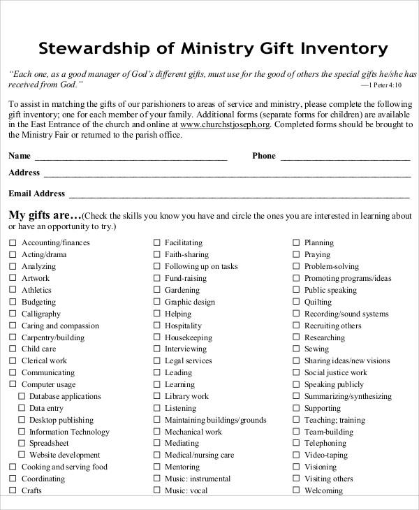 6+ Gift Inventory Templates - Sample, Example