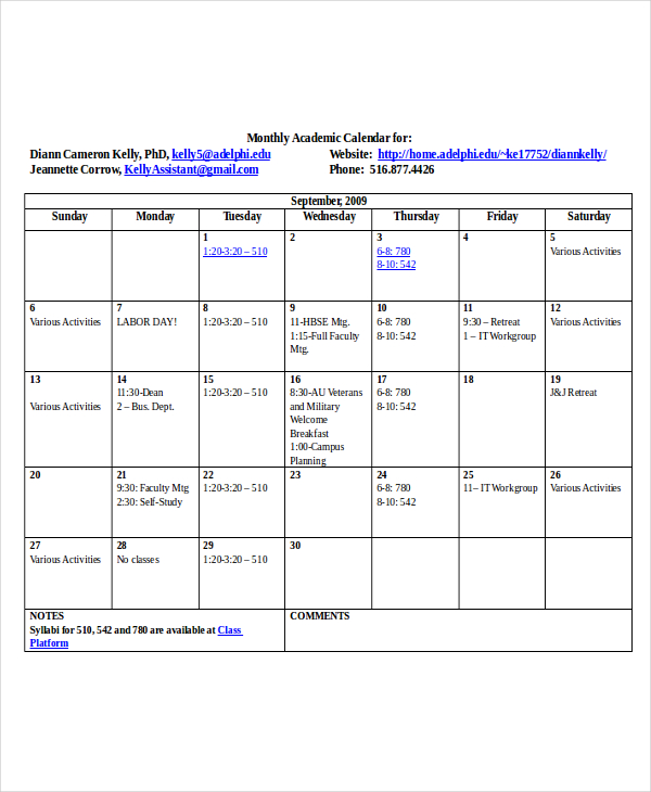 36+ Calendar Templates in Word