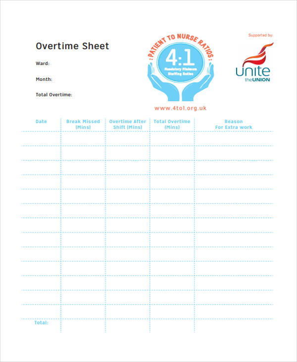 Overtime Sheet Template - 14+ Free Word, PDF Format Download