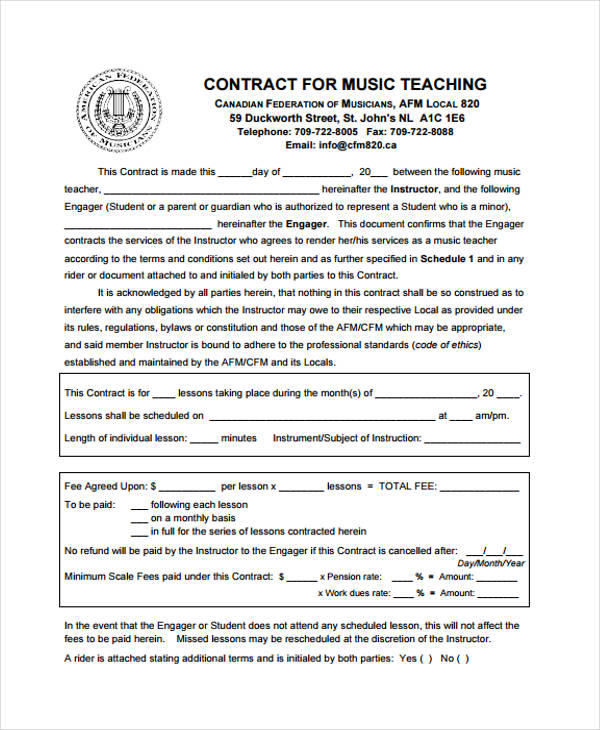 9+ Teacher Contract Templates - Google Docs | MS Word | Apple Pages ...