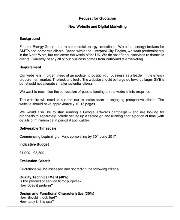 16+ Website Quotation Templates - PDF, Word, Google docs, Apple pages