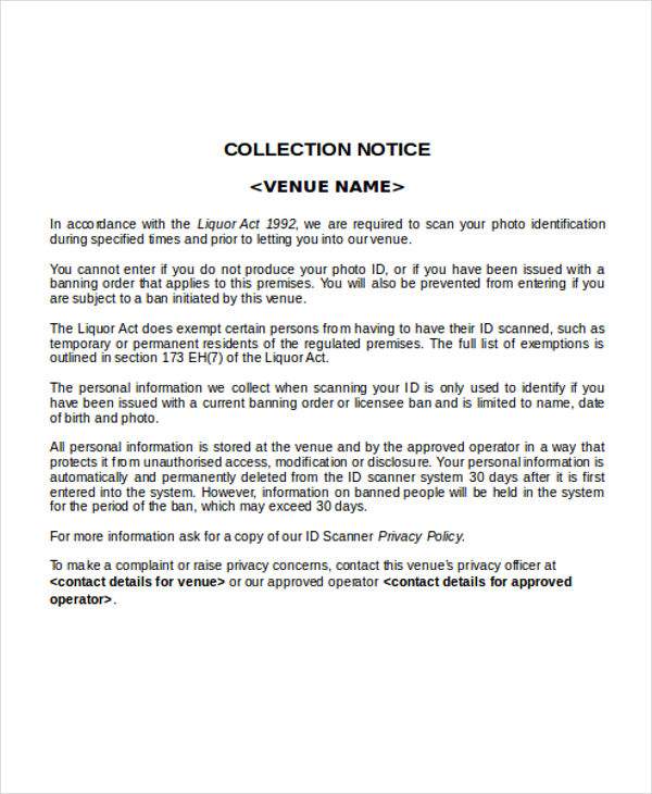 Collection Notice Templates - 10 Free Word, PDF Format Download
