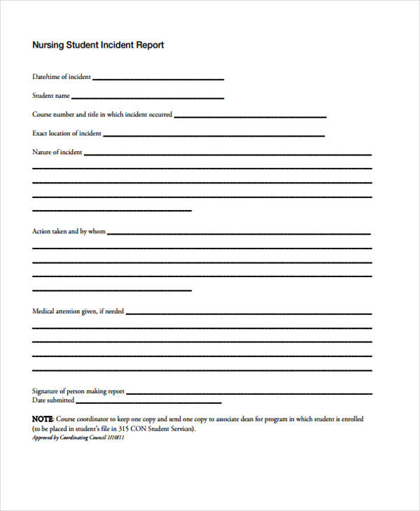 Nursing Incident Report Template HQ Printable Documents