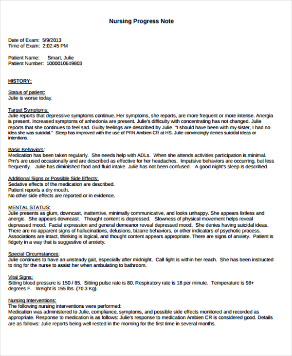 Nursing Note Templates 6 Free Word PDF Format Download