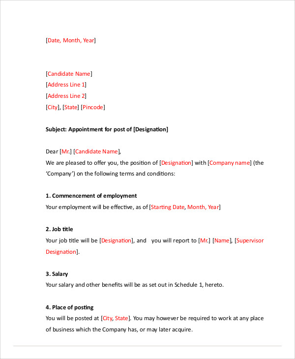 13+ Sample Official Appointment Letters