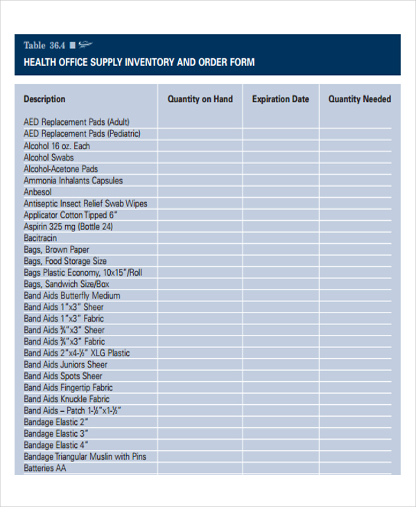 6 Office Inventory Templates Word PDF