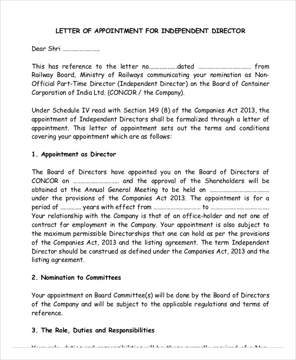 13+ Sample Official Appointment Letters