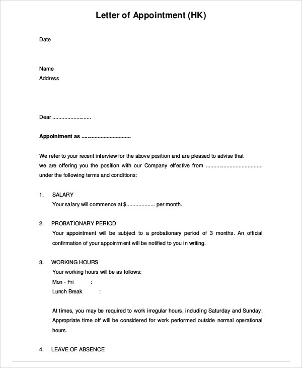 13+ Sample Official Appointment Letters