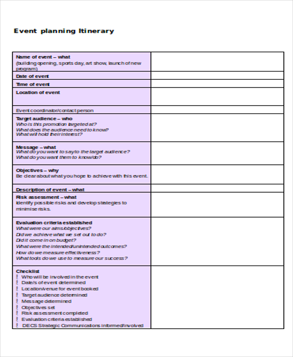 21+ Itinerary Templates in Word