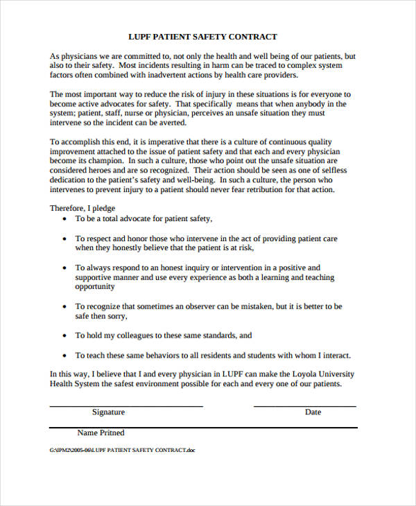 Safety Contract Templates - 9+Free Word, PDF Format Download