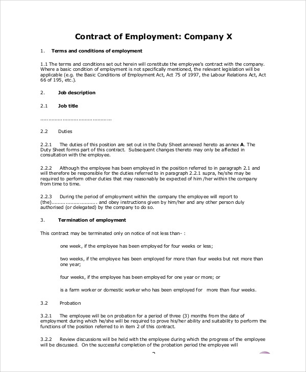 Employment Contract Format | Free Payslip Templates