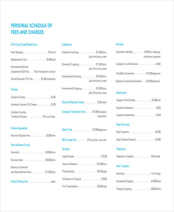 9 Personal Schedule Templates Sample Examples