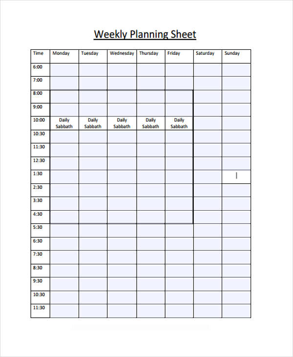 Weekly Sheet Templates 10 Free Word PDF Format Download