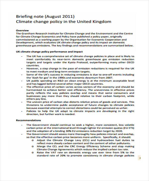 Ministerial Briefing Template PDF Template