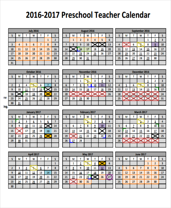 Teacher Calendar Templates - 7+ Free Word, PDF Format Download