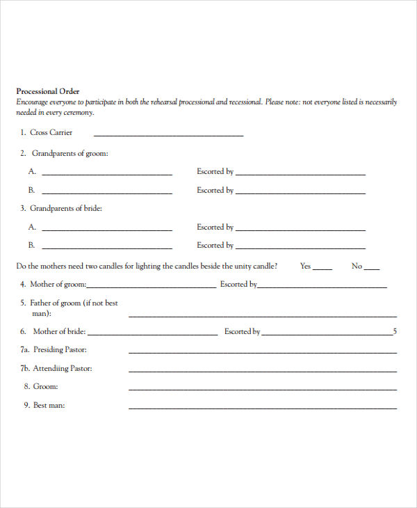 7 Wedding Order Templates Free Sample Example Format Download