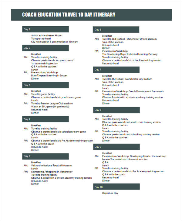 9+ Travel Itinerary Templates - Free Word, PDF Format Download