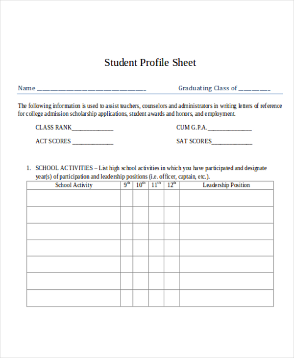 Personal Profile Template Free Download Word