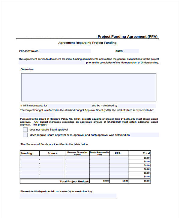 10 + Funding Agreement Templates - Free Word, PDF Format Download