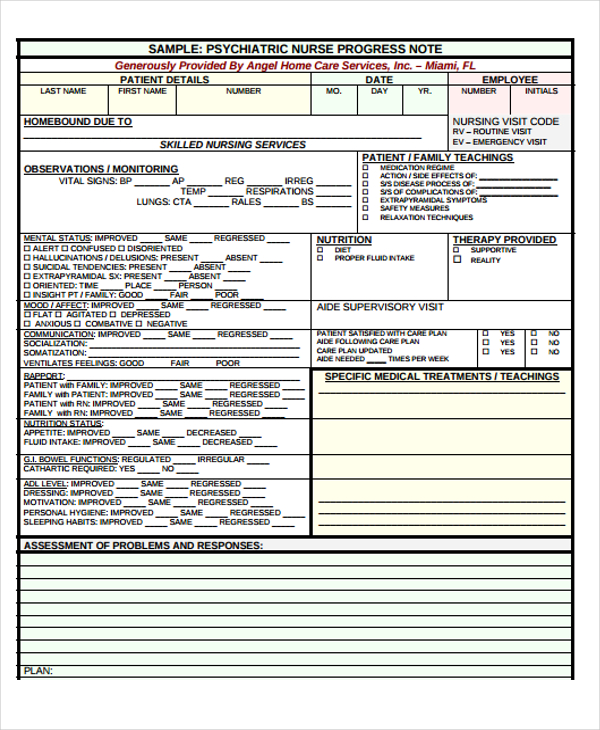 Nursing Note Templates 9 Free Word PDF Format Download