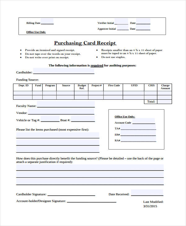 7+ Purchase Receipt Templates - Free Sample, Example Format Download