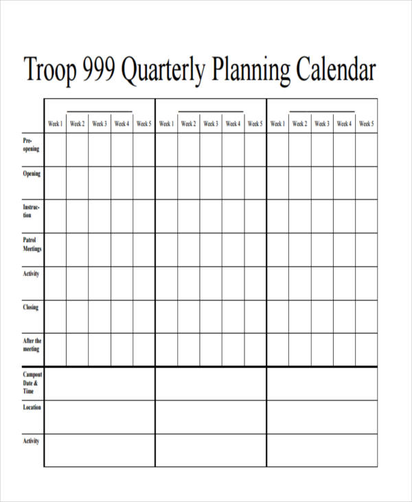 7 Quarterly Calendar Templates Word PDF