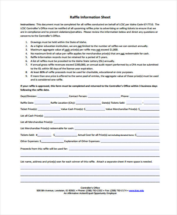 8+ Raffle Sheet Templates - Free Sample, Example Format Download