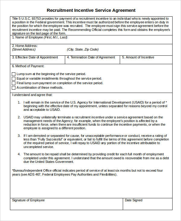 Incentive Agreement Templates - 13 Free Word, PDF Format Download