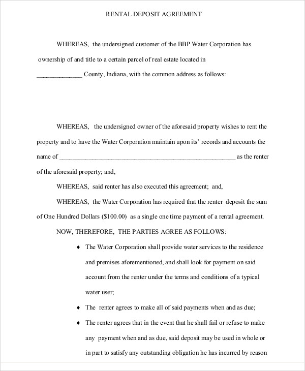 Deposit Agreement Template - 20+ Free Word, PDF Format Download