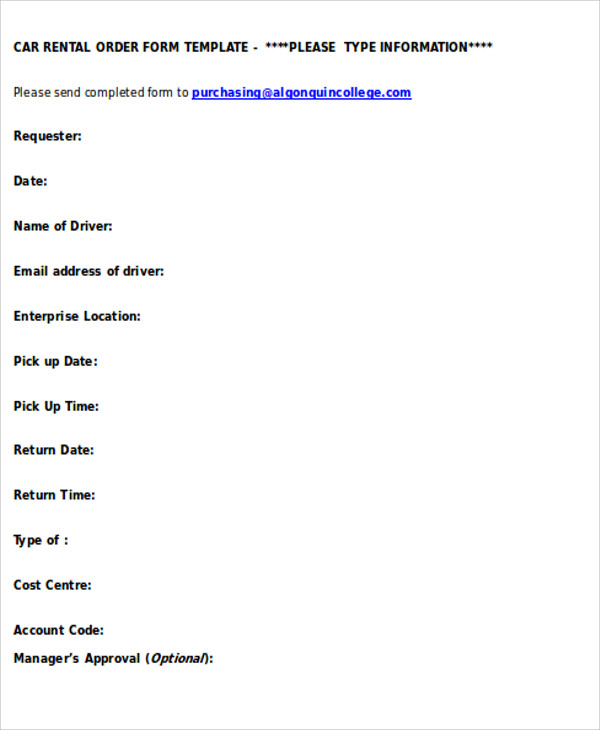 7+ Vehicle Order Templates - Word, Google Docs