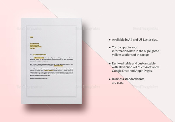 8+ Credit Rejection Letter - Free Sample, Example format Download ...