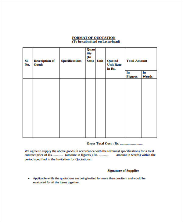 24+ Quotation Formats in PDF | Illustrator | InDesign | MS Excel ...