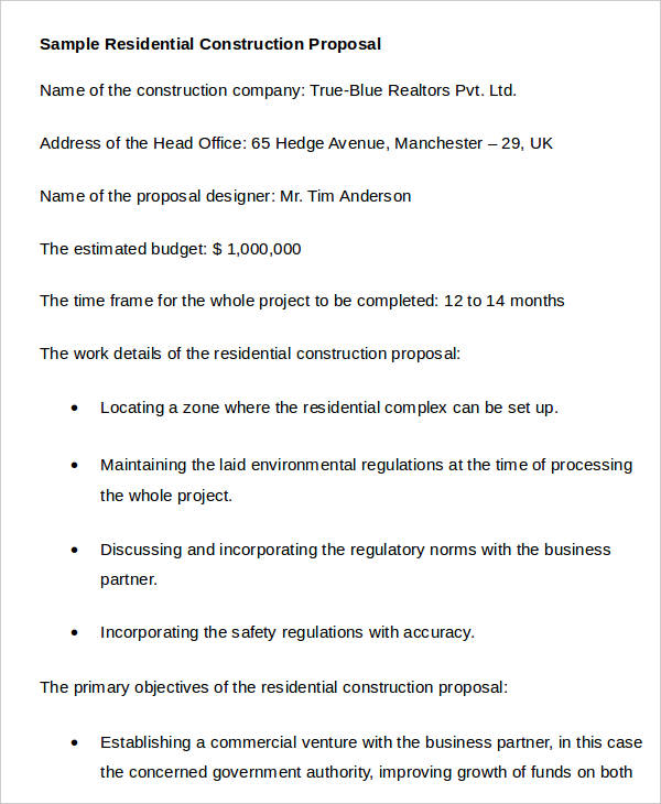 Construction Business Proposal Templates - 10+ Free Word, PDF Format ...