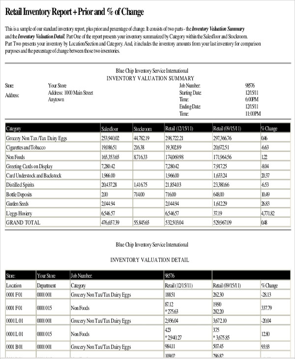 Grocery Inventory Templates 7 Free Printable Xlsx PDF Docs Formats Samples Examples