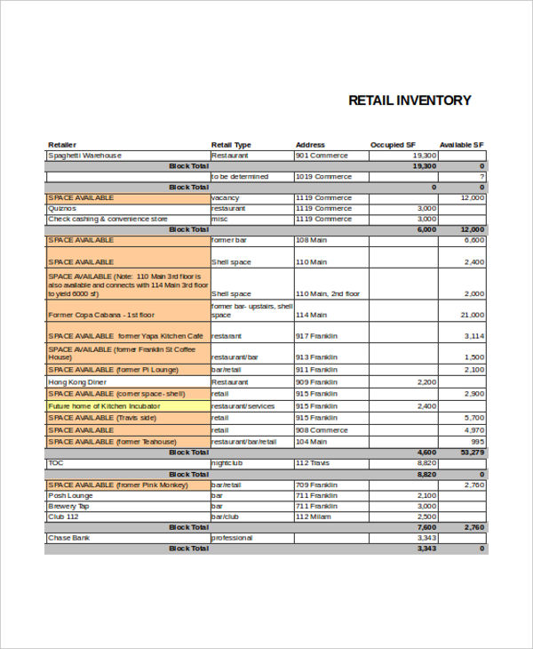 Stock Inventory - 6+ Free Sample, Example Format Download