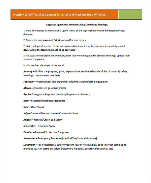 26+ Training Calendar Templates - Sample, Example Format Download