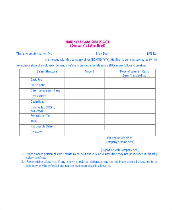 Salary Receipt Template - 6+ Free Word, PDF Format Download