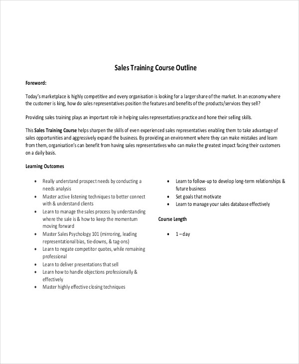 10+ Training Outline Templates - PDF, Word, Apple Pages