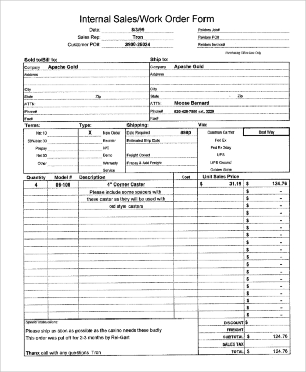 Sales Order Templates - 6+ Free Samples, Examples, Format Download