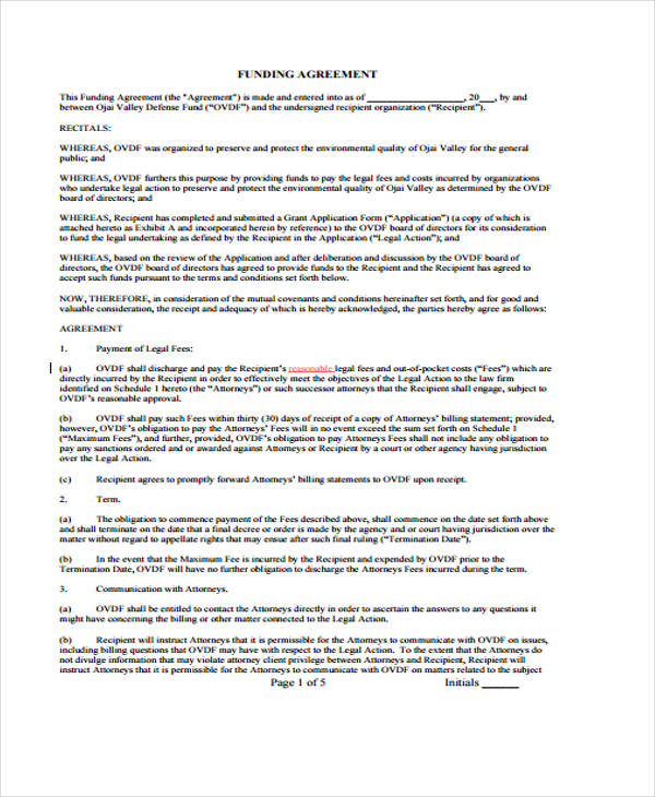 10 + Funding Agreement Templates - Free Word, PDF Format Download
