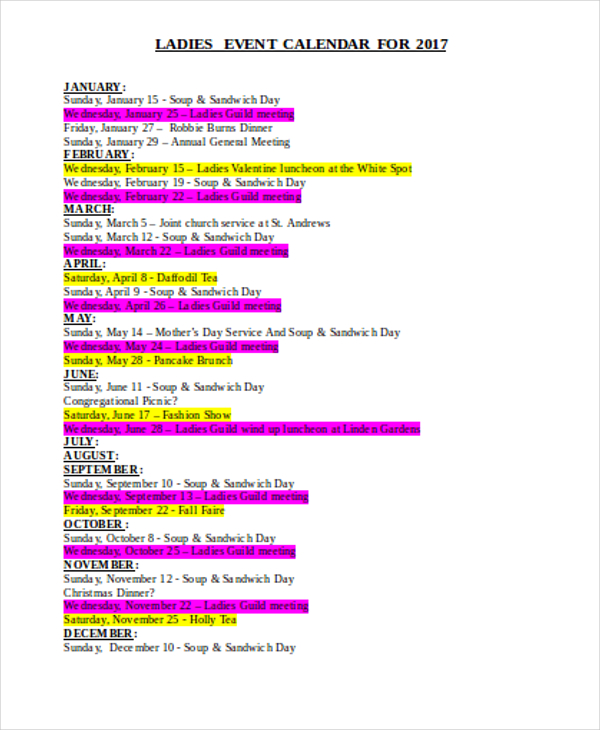 36+ Calendar Templates in Word