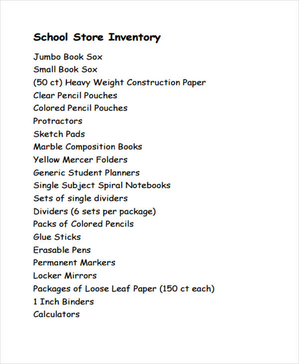 7+ School Inventory Templates - Sample, Example