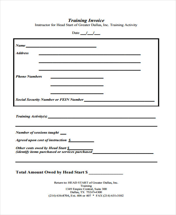 8+ Training Invoice Templates - Word, PDF