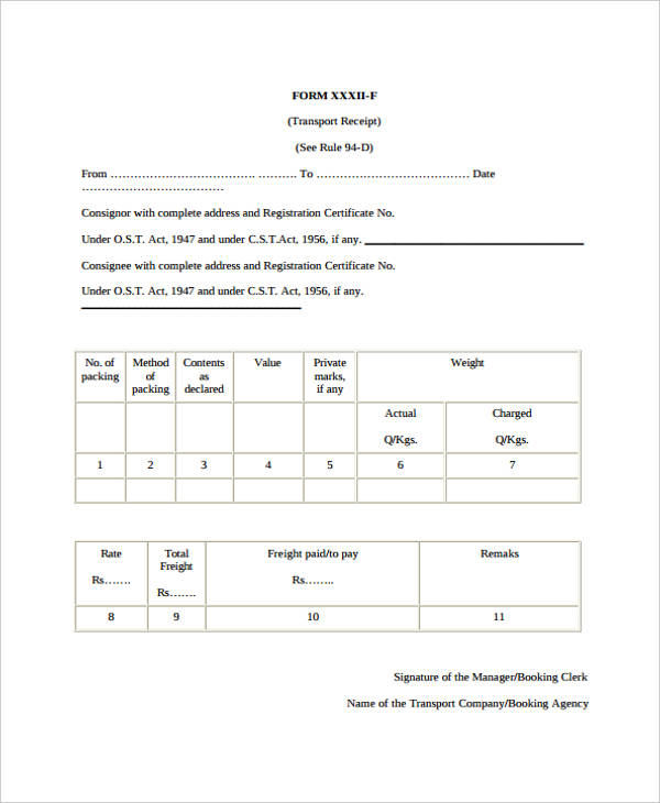 17+ Transport Receipt Templates - Free Word, PDF Format Download