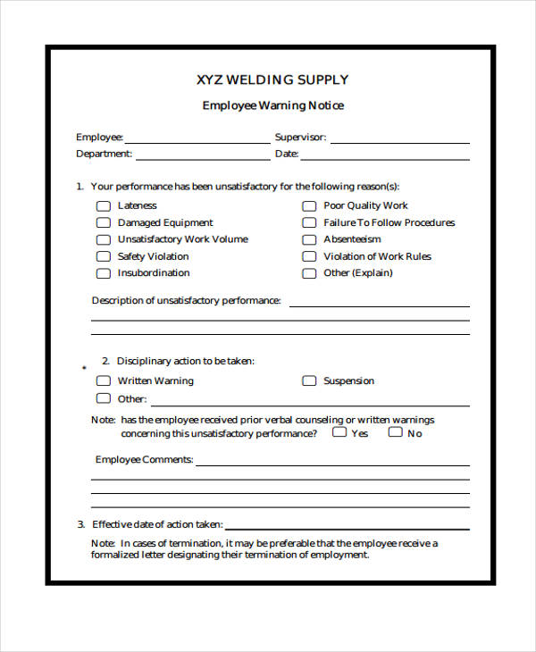 7+ Warning Notice Templates - Google Docs, MS Word, Apple Pages, PDF