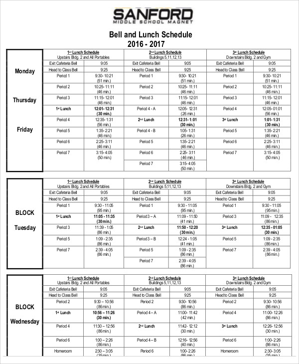 9+ Lunch Schedule Templates - Sample, Examples