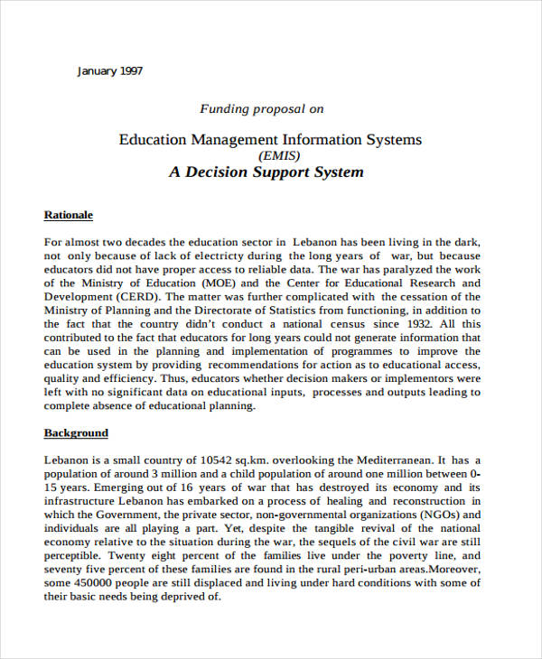 Examples Of Project Proposals For Funding