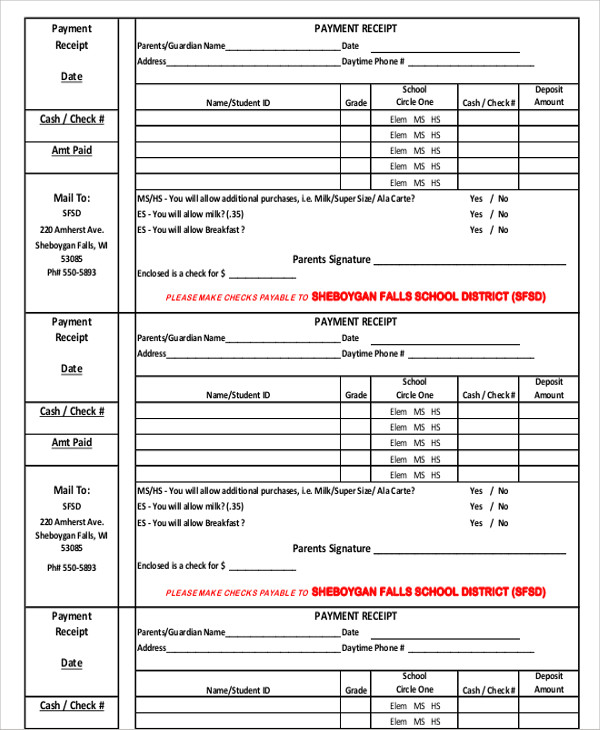 24+ School Receipt Templates - Free Word, PDF Format Download
